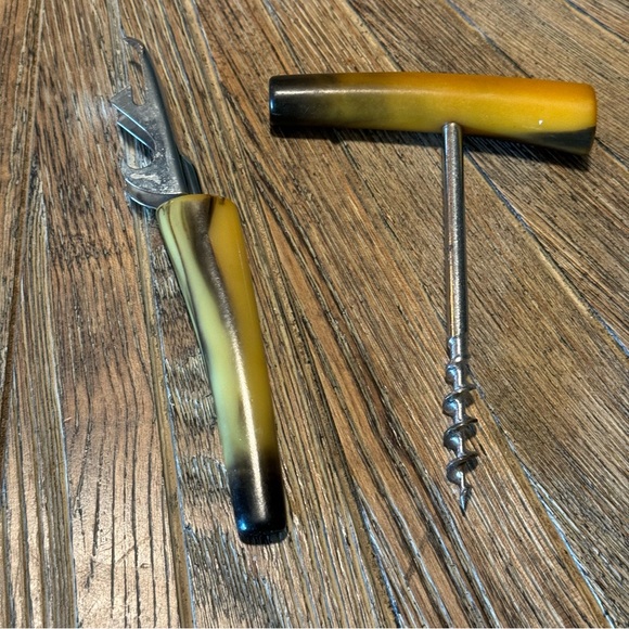 Dining | Vintage Bakelite Barware Set Corkscrew And Opener Antler Style ...